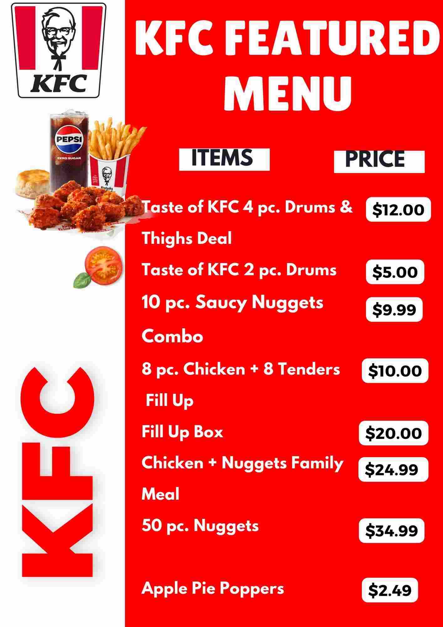 Latest KFC Featured Menu Updated 2025